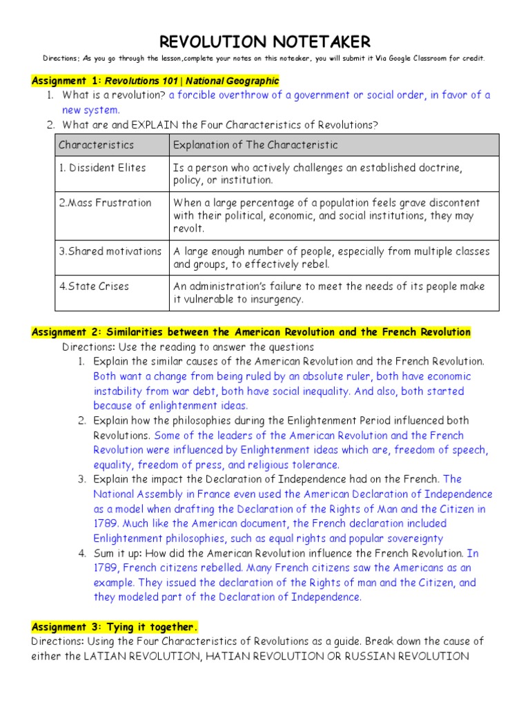Revolution Notetaker: Assignment 1 | PDF | Revolutions | Age Of ...