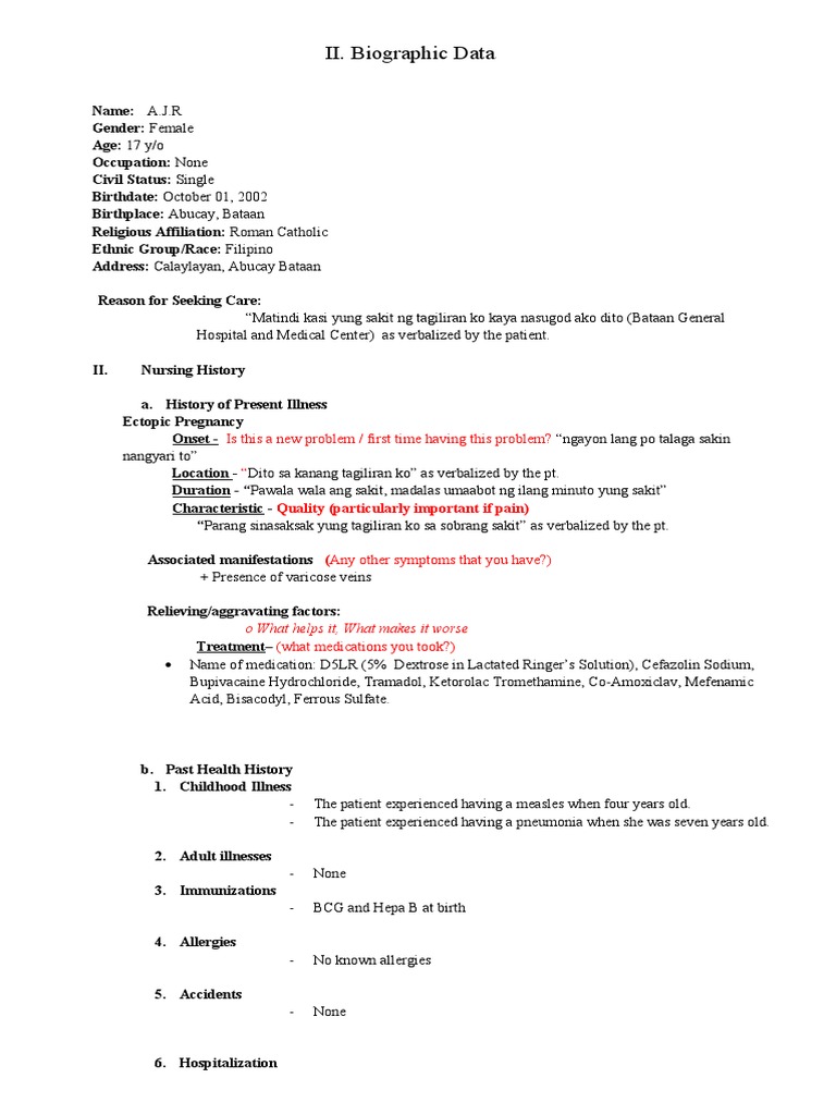 Biographic Data Ectopic | PDF | Rtt | Health Care