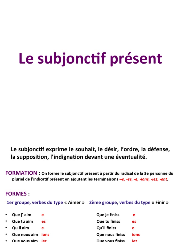 Le Subjonctif Present | PDF | Clause | Verbe