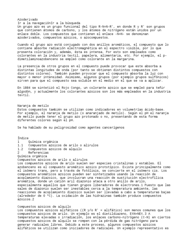 Azoicos PP | PDF | Compuestos orgánicos | Compuestos químicos