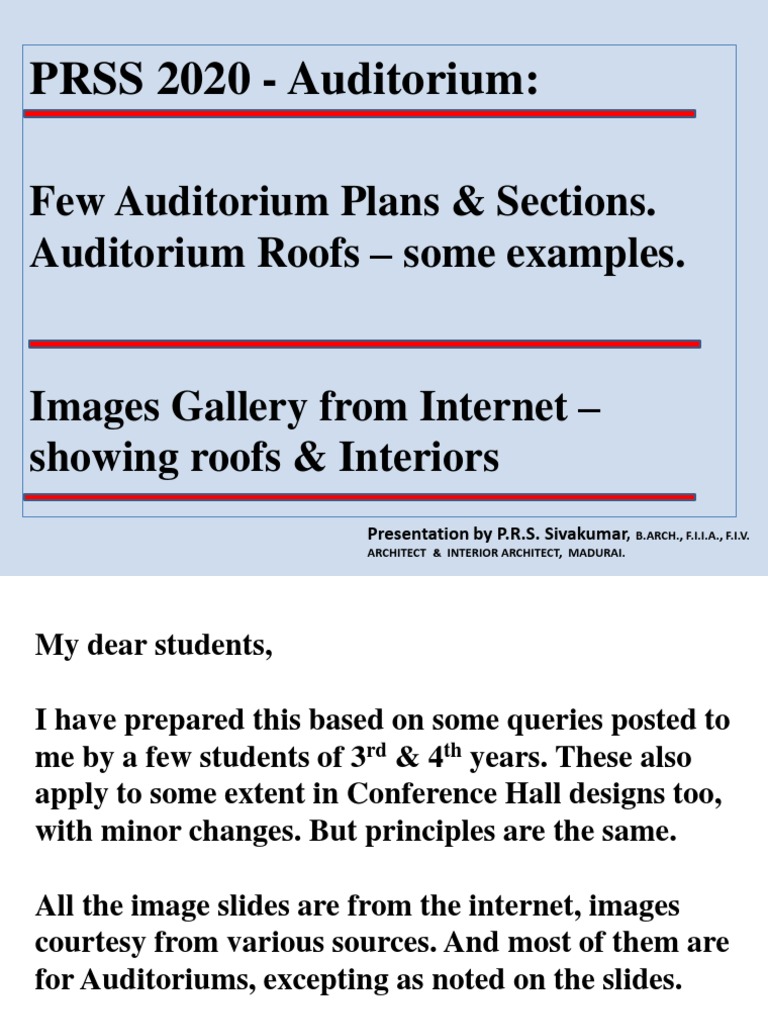 Design Considerations and Structural Examples for Auditorium Roofs: A ...