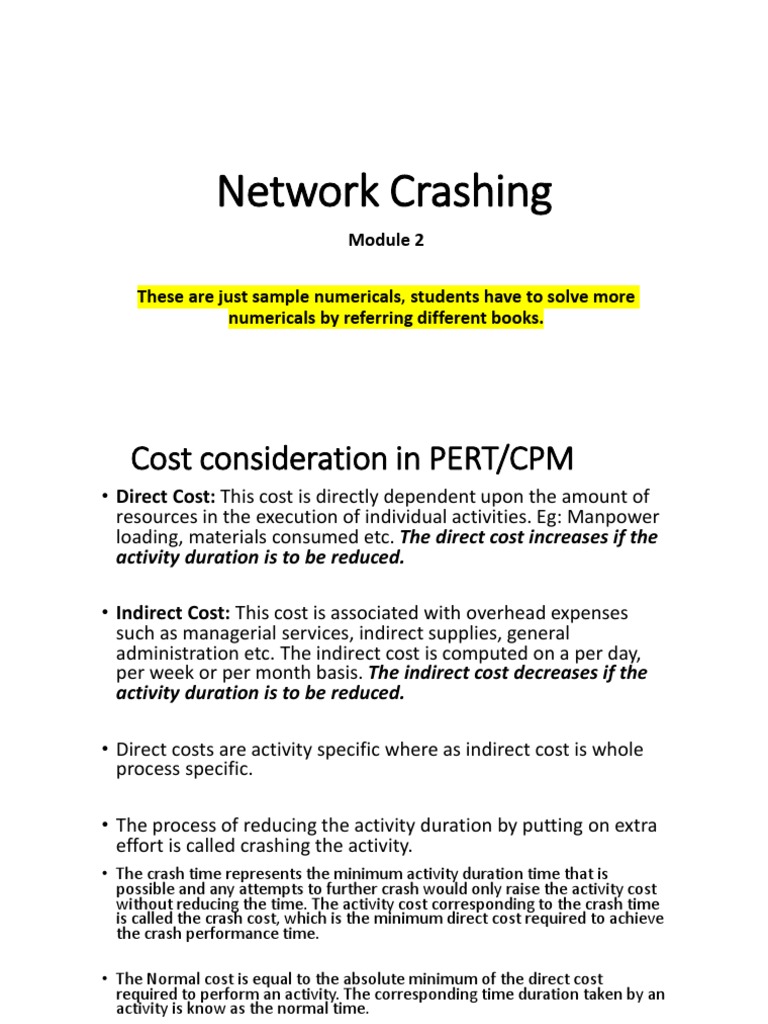 Unit 2 - Network Crashing Numericals | PDF | Cost | Applied Mathematics