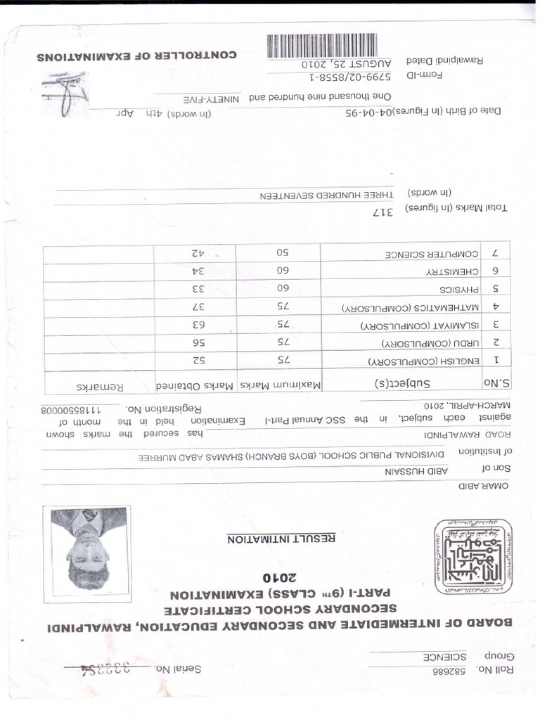 9th Marksheet PDF | PDF