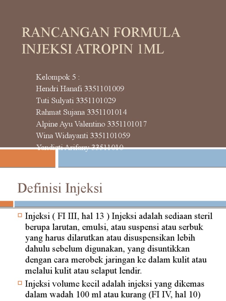 Rancangan Formula Injeksi Atrofin | PDF