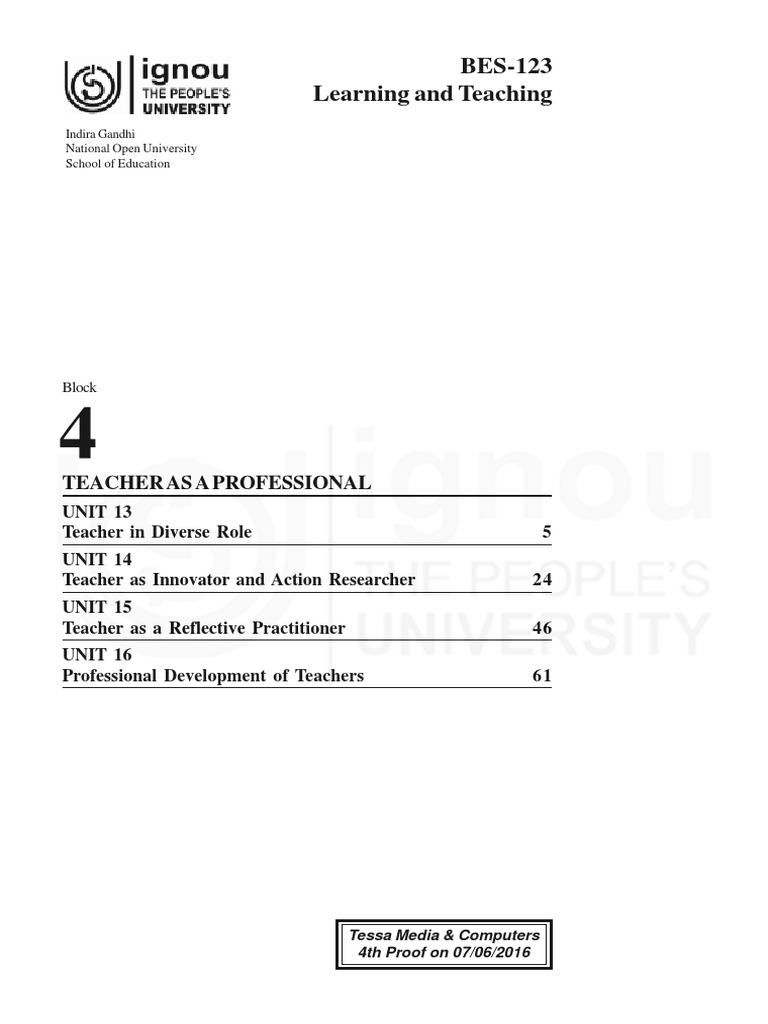 BES-123 Learning and Teaching: Teacher As A Professional | PDF ...