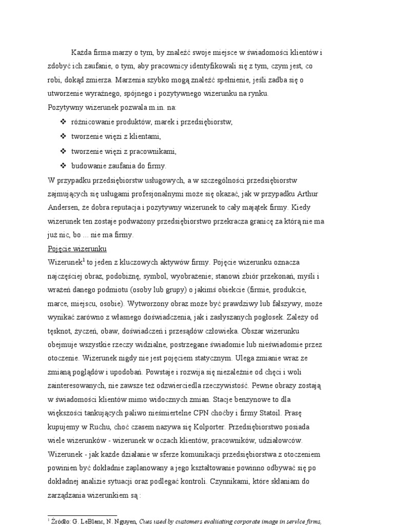 2.1. Kształtowanie Wizerunku Firmy | PDF