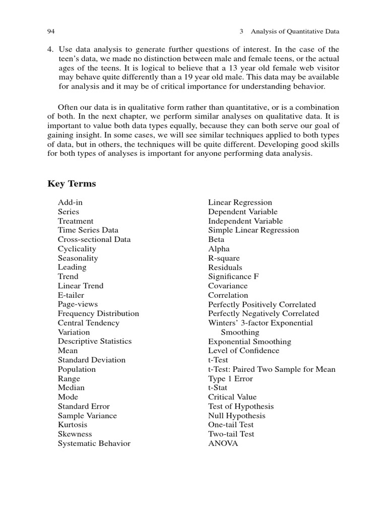 Key Terms: 94 3 Analysis of Quantitative Data | PDF | Errors And ...