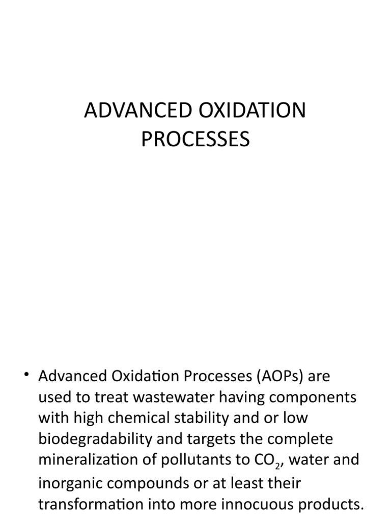 An Overview of Advanced Oxidation Processes for Wastewater Treatment ...