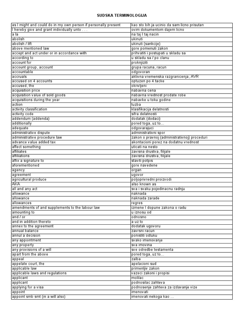 Sudska Terminologija | PDF | Taxes | Economies