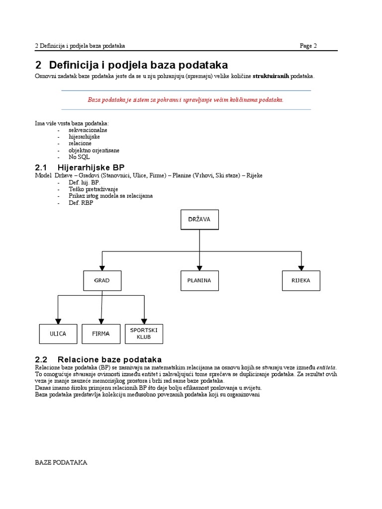 03 Definicija I Podjela Baza Podataka | PDF