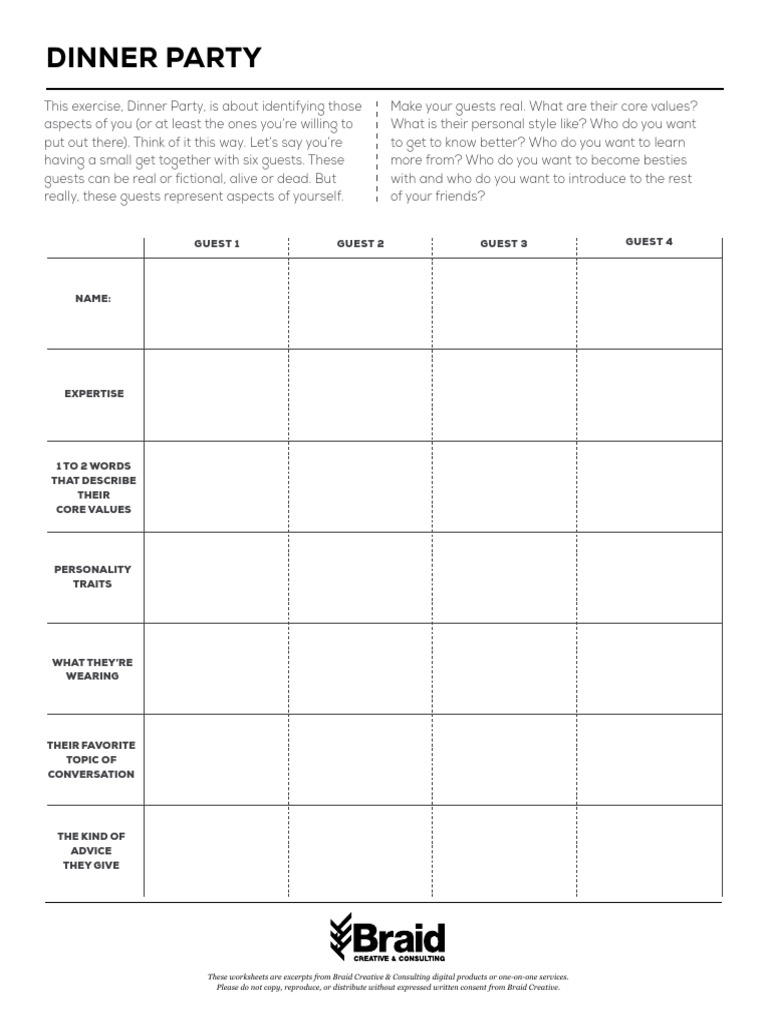 BONUS - Braid - DinnerParty - Worksheet | PDF