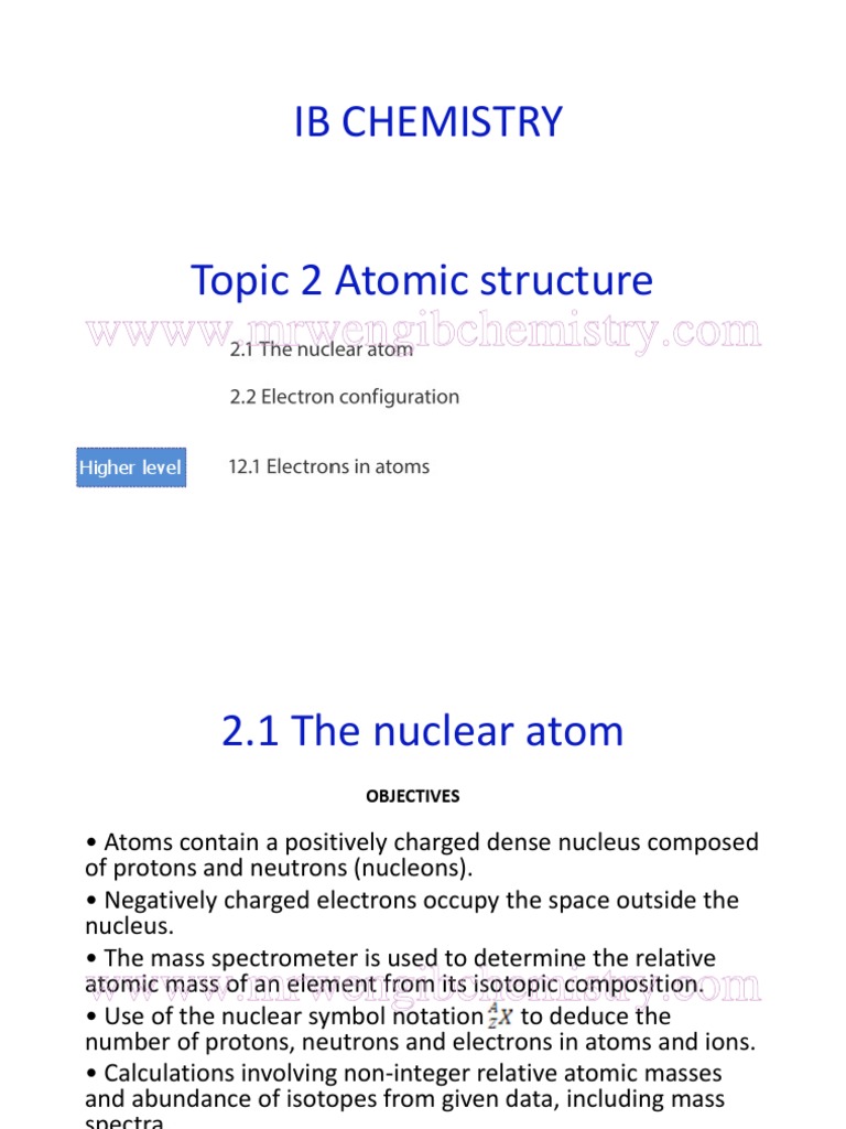 Ib PPT 2 SL PDF | Download Free PDF | Electron Configuration | Proton