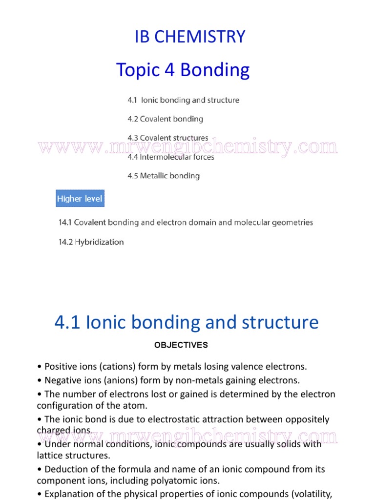 Ib PPT 4 SL PDF | PDF | Ion | Chemical Bond