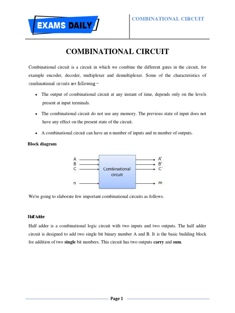 Combinational Circuit | PDF | Subtraction | Electronic Circuits