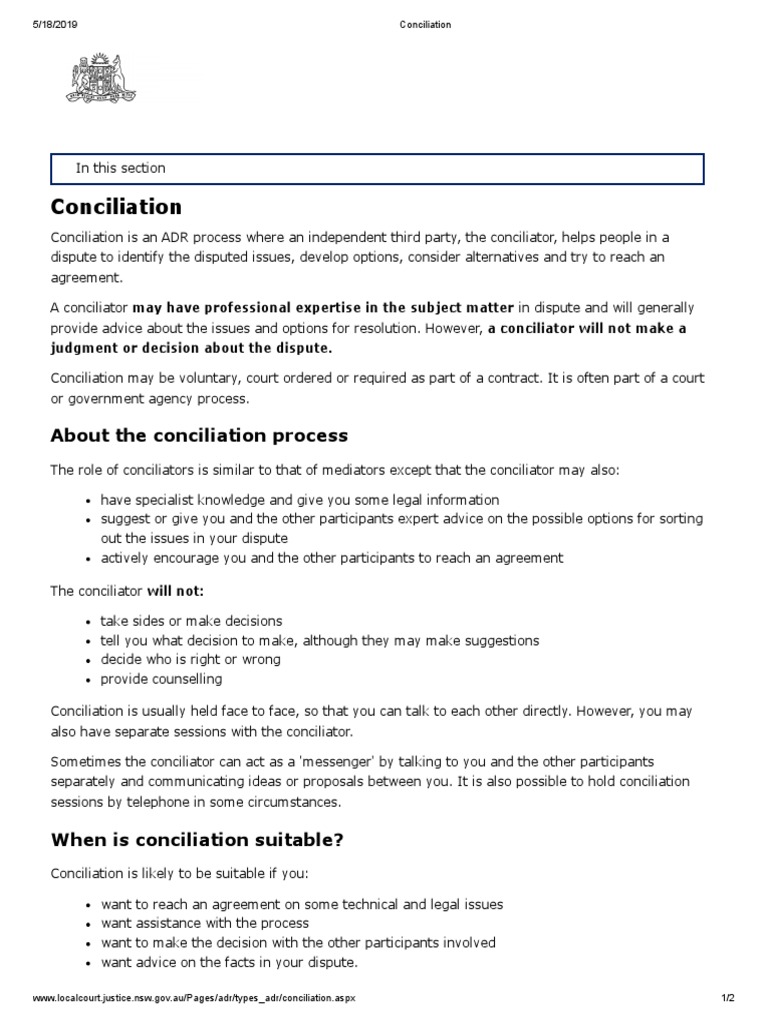 Conciliation: About The Conciliation Process | PDF | Mediation | Expert