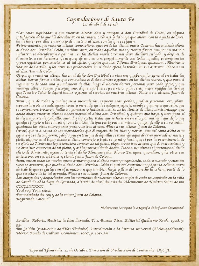 Capitulaciones de Santa Fe PDF | PDF
