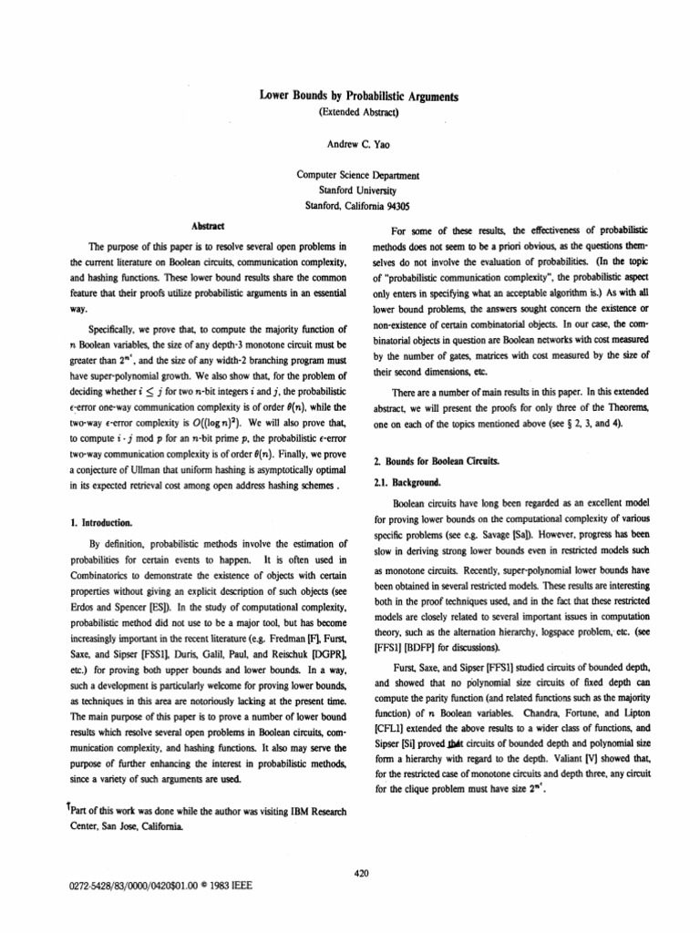 Lower Bounds Probabilistic Arguments: With All | PDF | Computational Complexity Theory ...