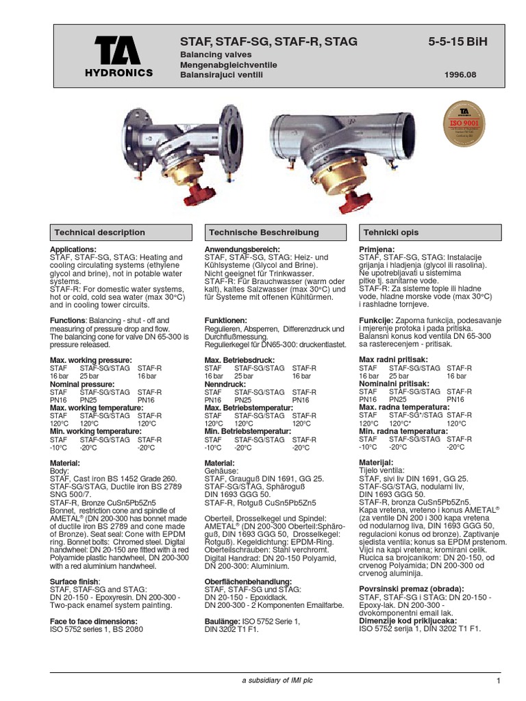 Staf, Staf-Sg, Staf-R, Stag 5-5-15 Bih: Balancing Valves ...