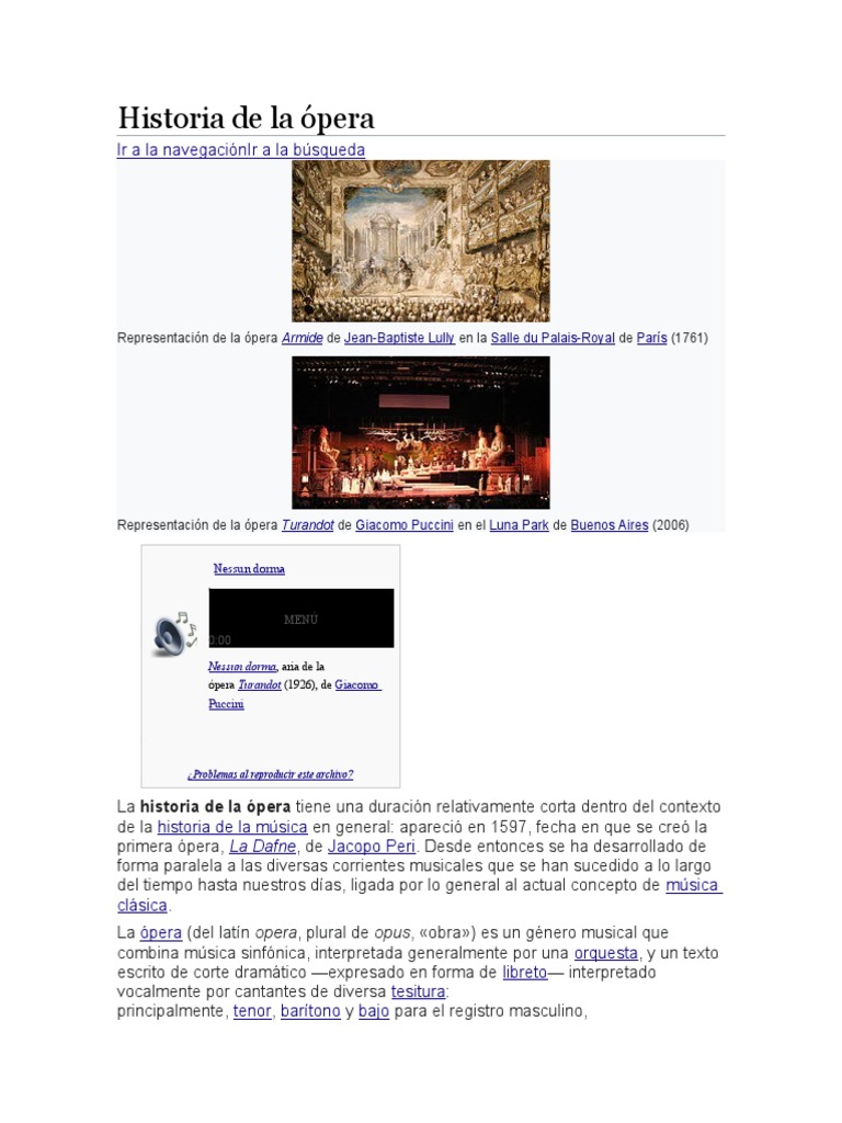 Historia de La Ópera | PDF | Ópera | Música clásica