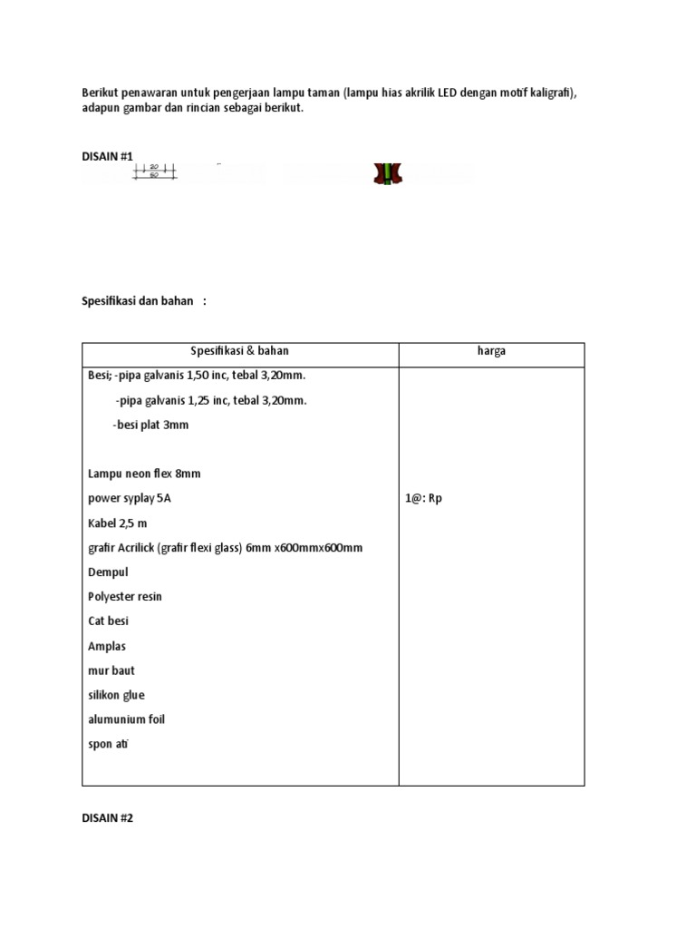 RAB Lampu Taman | PDF