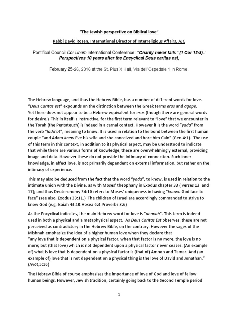 The Jewish Perspective of Biblical Love | PDF | Shema Yisrael ...
