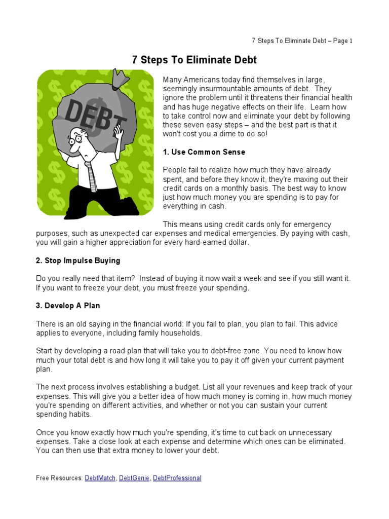 7 Steps To Eliminate Debt | PDF | Business | Finance & Money Management