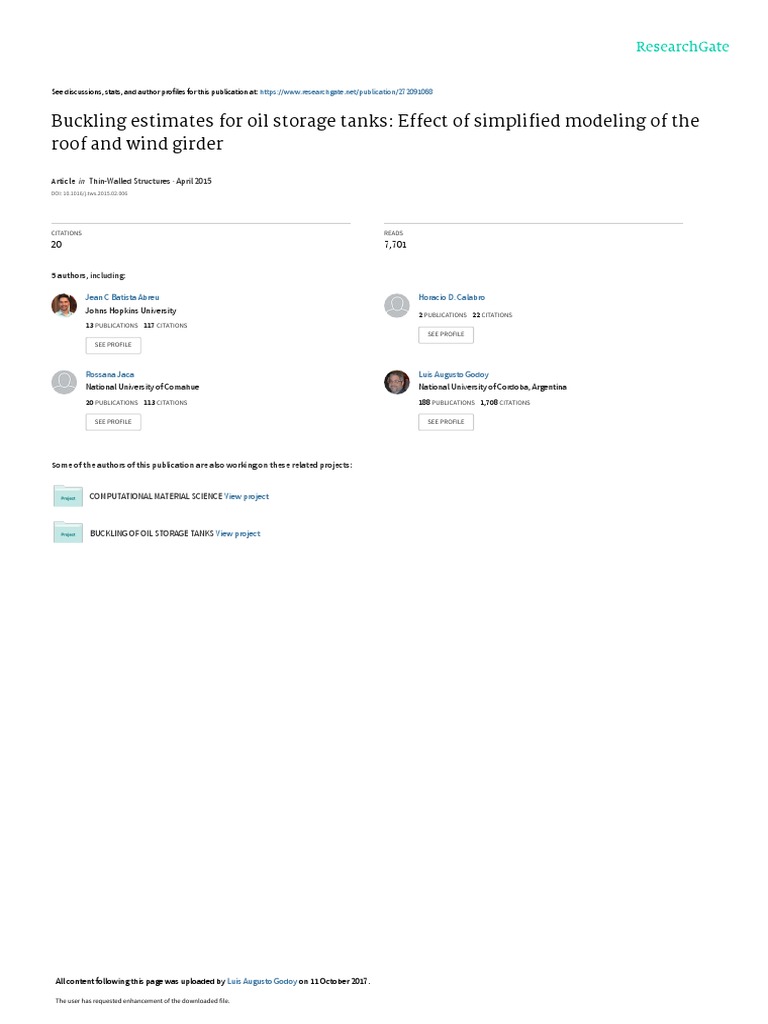 Oil Storage Tank Buckling Analysis | PDF | Buckling | Eigenvalues And ...