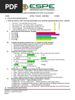 Pioneer Intermediate B1 Tests Module 1 | PDF | Roommate