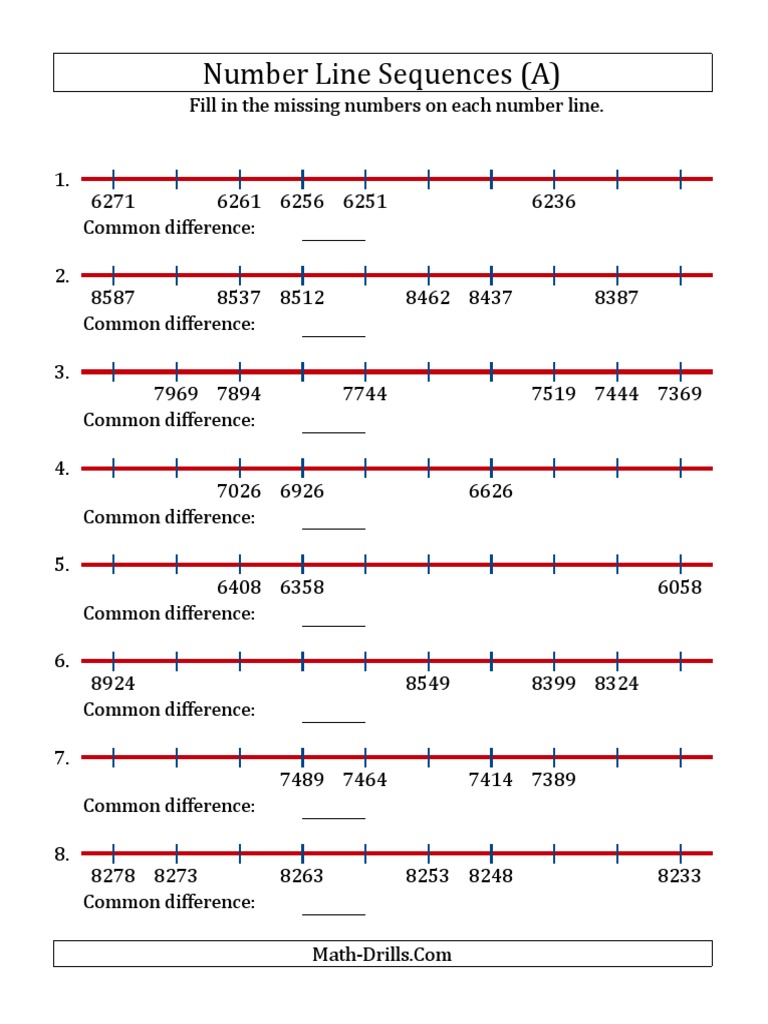Number Lines Missing Numbers Custom TP Decreasing All PDF | PDF