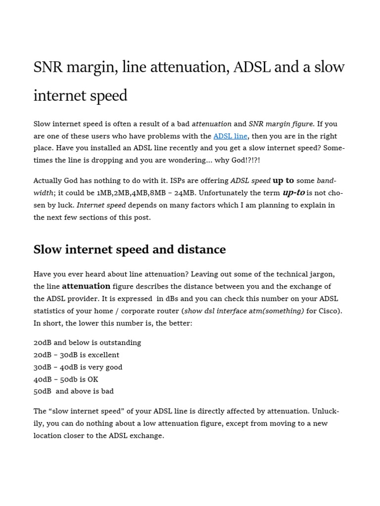 ADSL SNR, Attenuation Etc | Download Free PDF | Signal To Noise Ratio ...