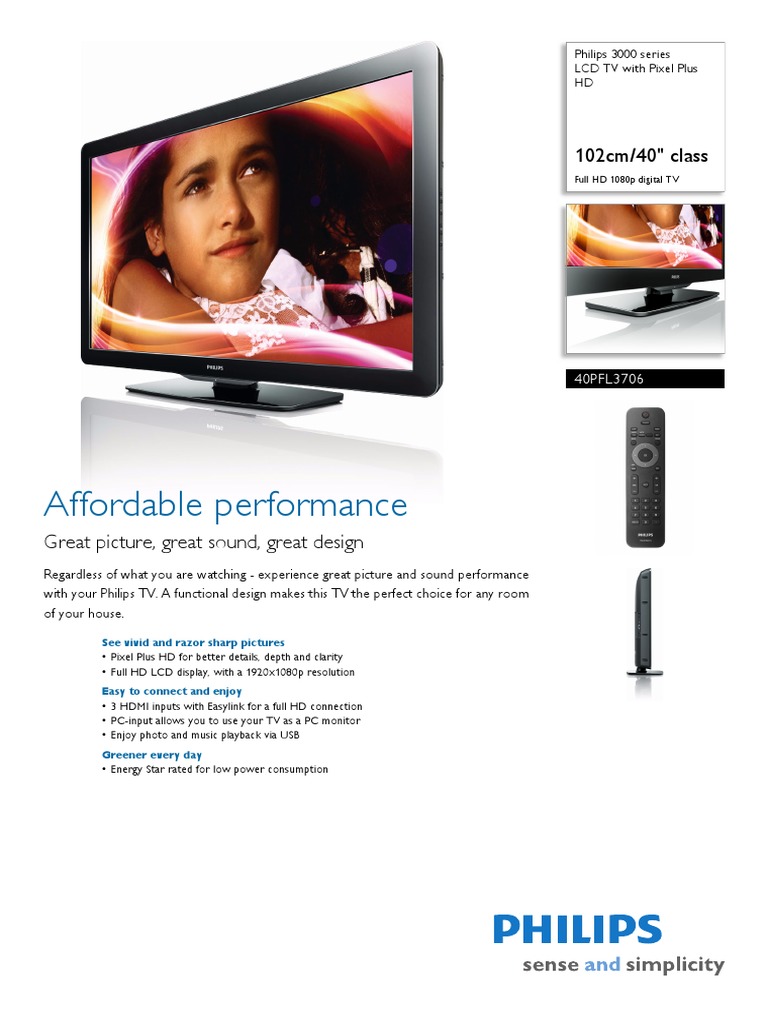 Philips 40pfl3706 40pfl3706 f7 Manual de Usuario | PDF | Hdmi | Display ...