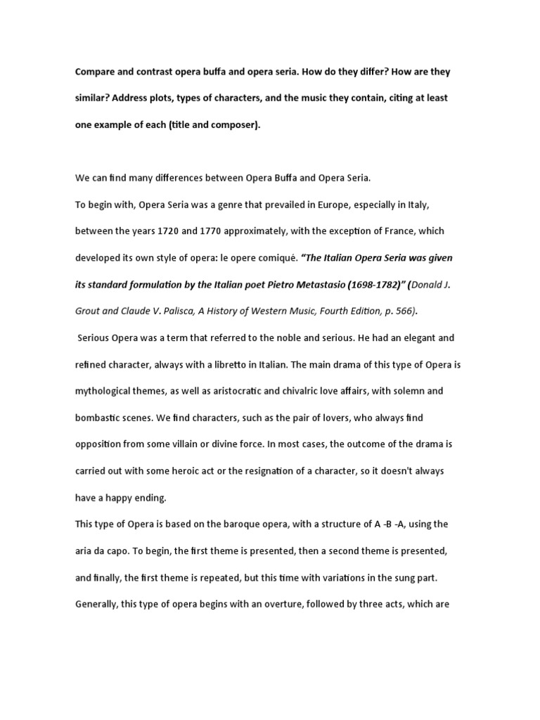 Opera Buffa vs. Opera Seria Explained | PDF | Opera | Aria