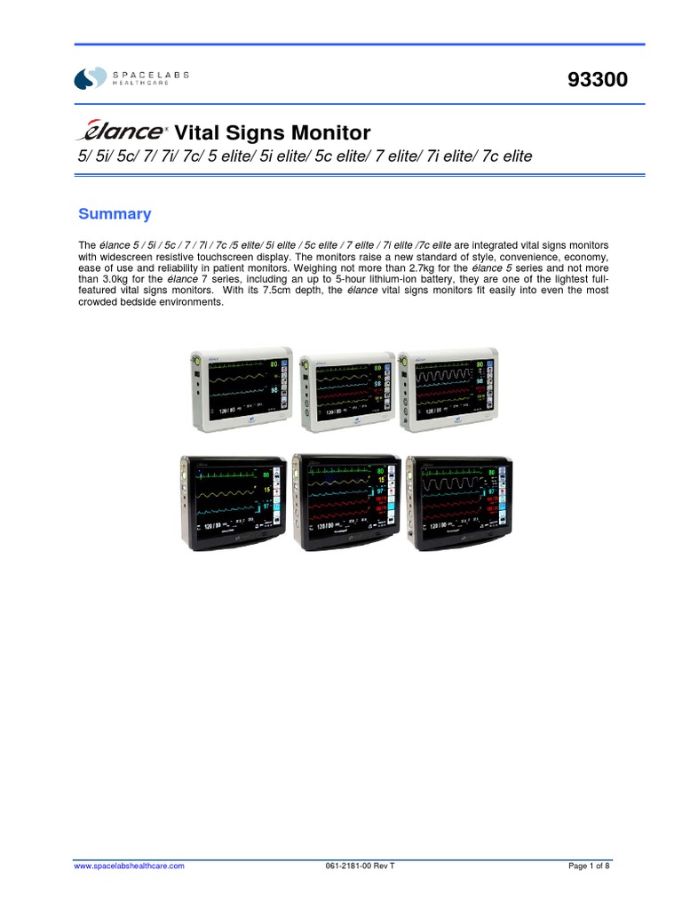 Spaclabs Vital Monitoring | PDF | Blood Pressure | Physiology
