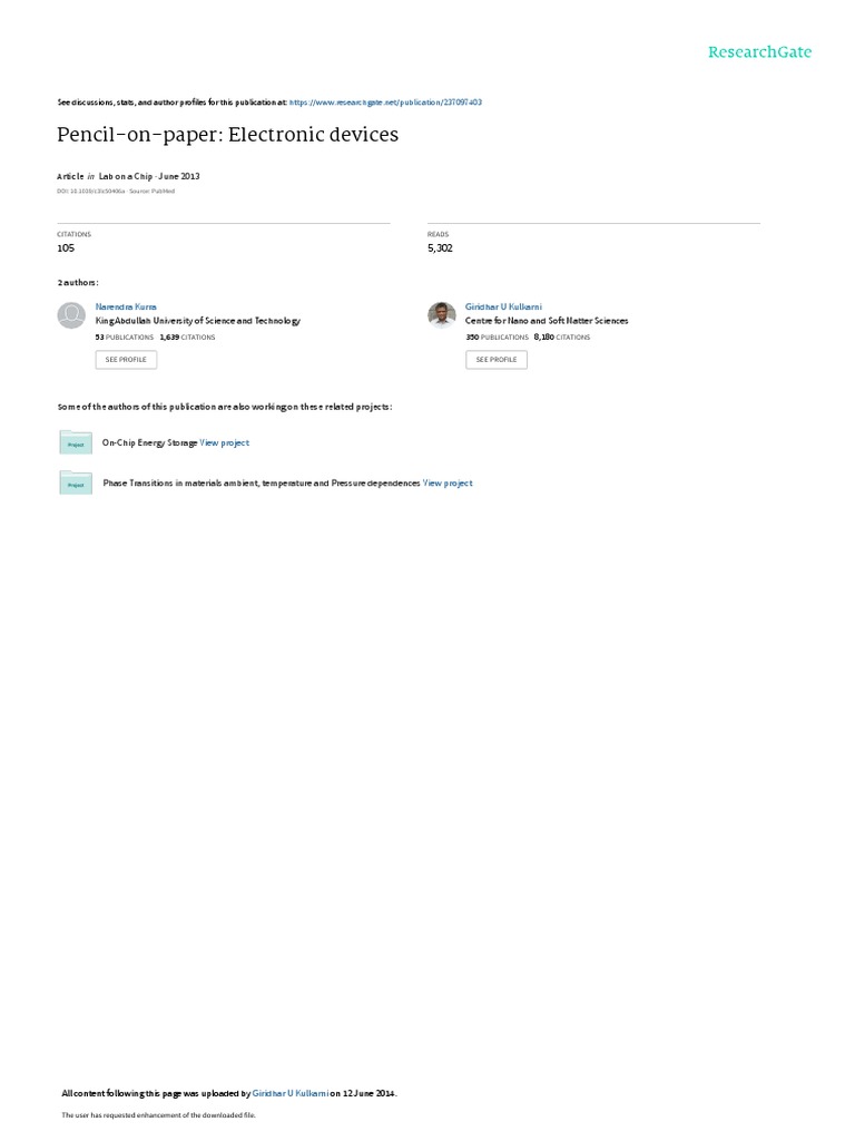 Pencil-On-Paper: Electronic Devices: Lab On A Chip June 2013 | PDF ...