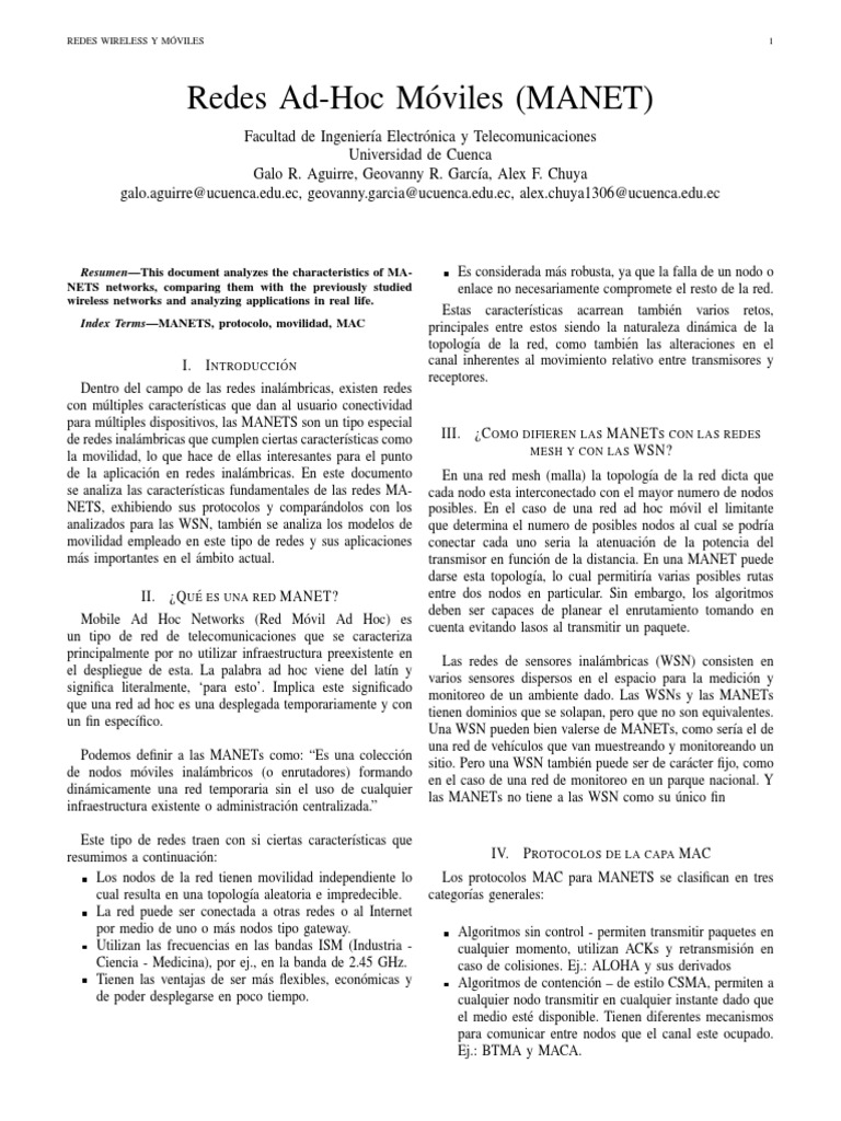 Manet Wireless | Descargar gratis PDF | Protocolo de Control de ...