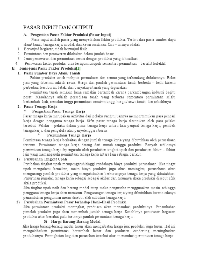 Pasar Input dan Output: Pengertian & Jenis | PDF