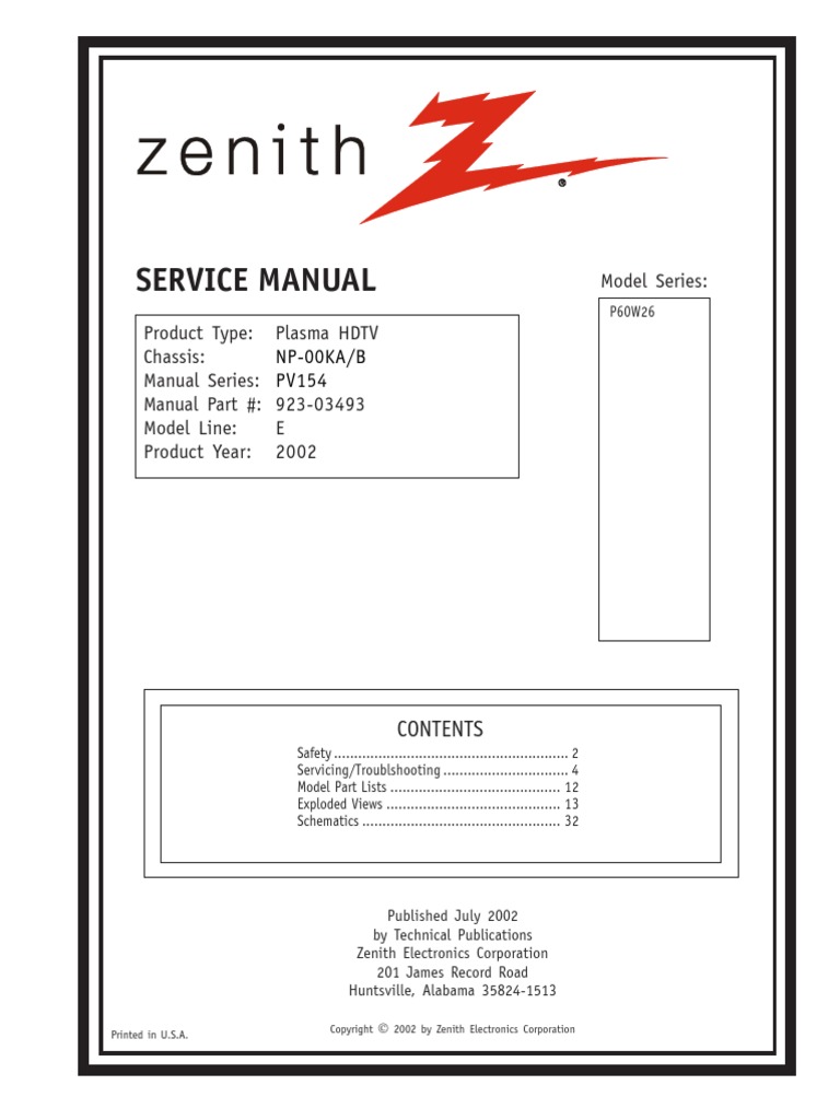 Manual Zenith - p60w26 | PDF | Display Resolution | Menu (Computing)