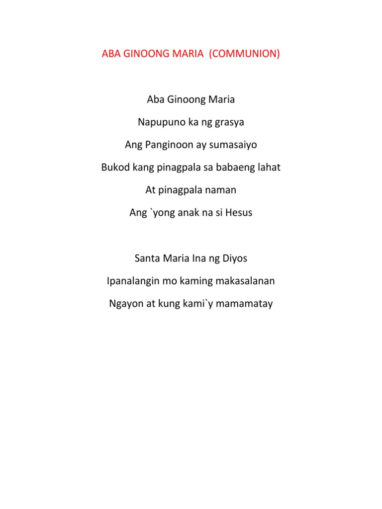 ABA GINOONG MARIA Song | PDF