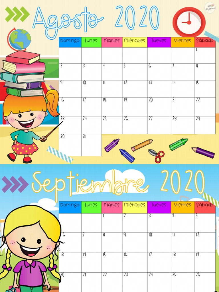 Calendarios Classroom Ago Dic PDF | PDF