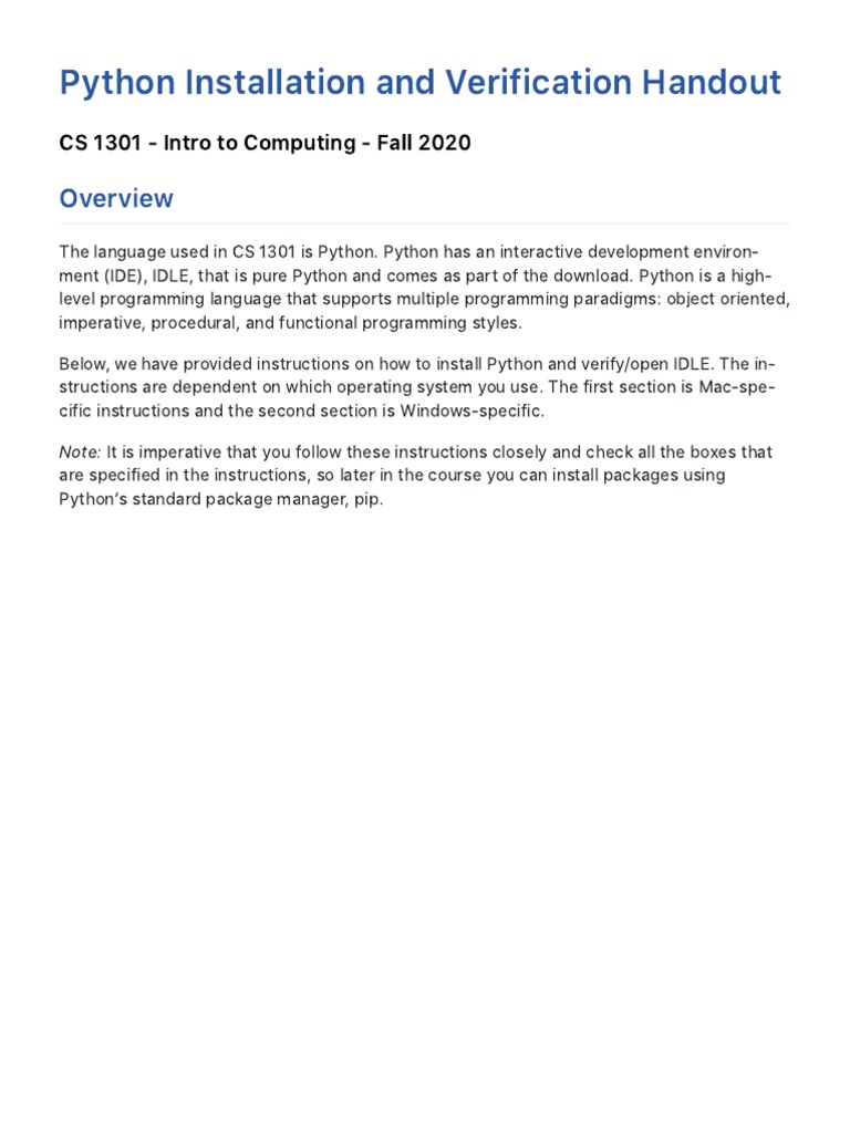 Python Installation and Verification | PDF | Installation (Computer ...