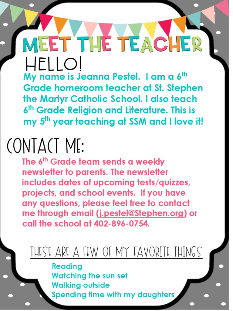 Meet The Teacher Letter | PDF | Self-Improvement | Wellness