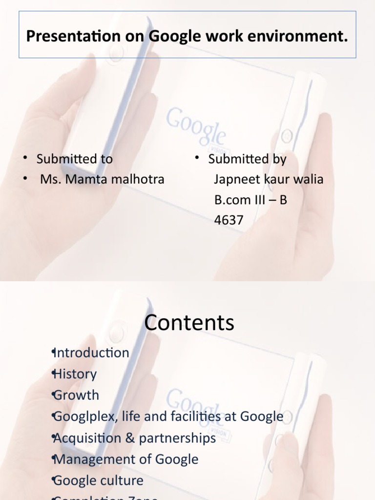 Google Work Environment Overview | PDF | Microsoft