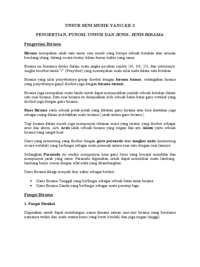 Pengertian dan Fungsi Birama Musik | PDF