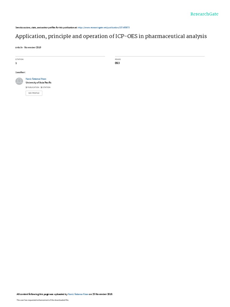 Application, Principle and Operation of ICP-OES in Pharmaceutical ...