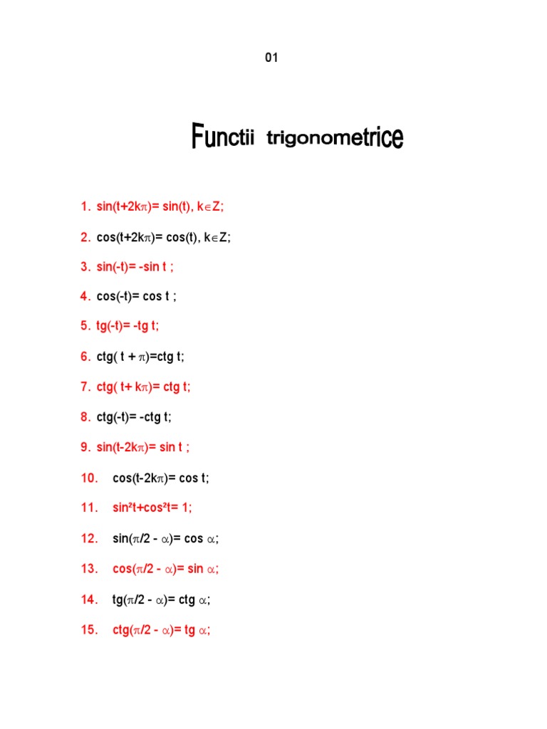 Functii Trigonometrice 2 | PDF | Functions And Mappings | Mathematical ...