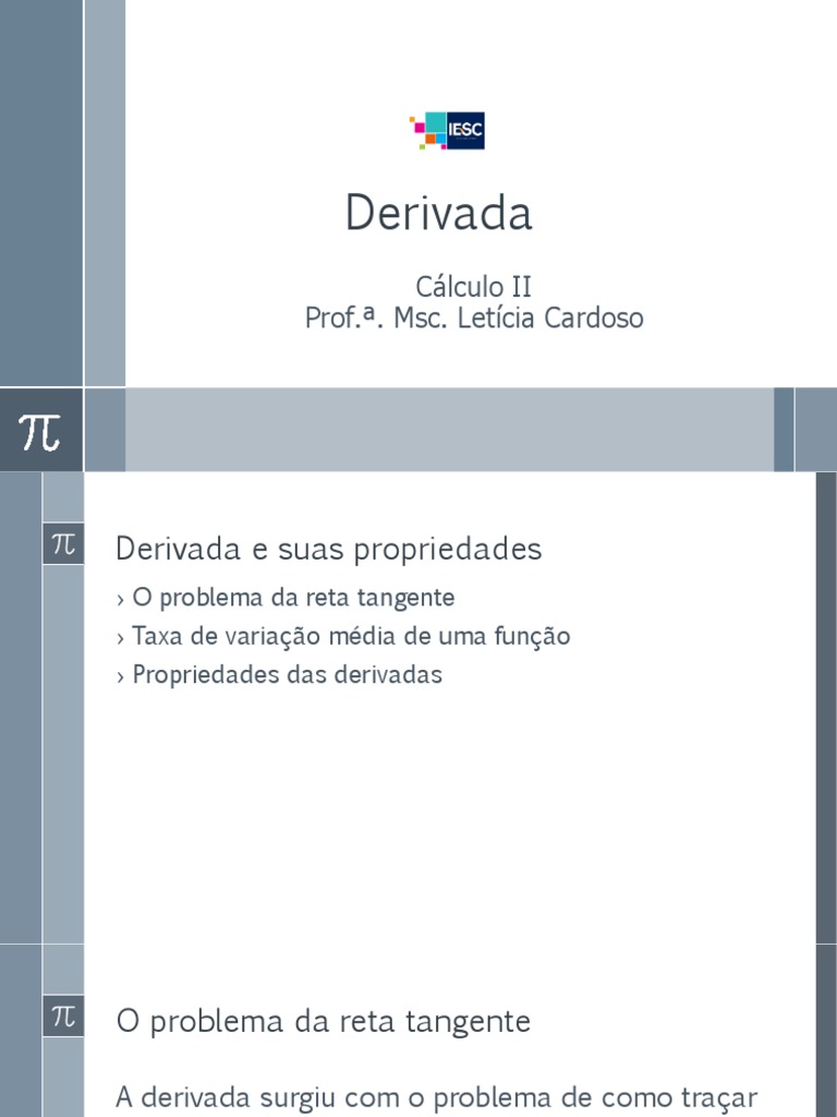 Derivada Com Correção Da Lista e Com A Regra Do Produto e Quociente ...