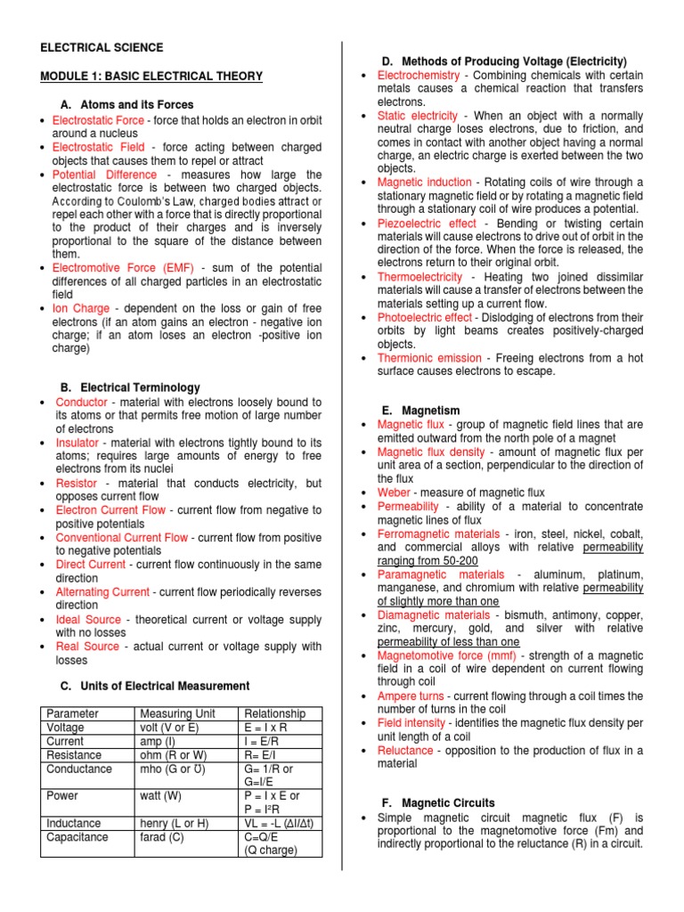 ELECTRICAL SCIENCE Compre Reviewer | PDF | Electric Motor | Transformer
