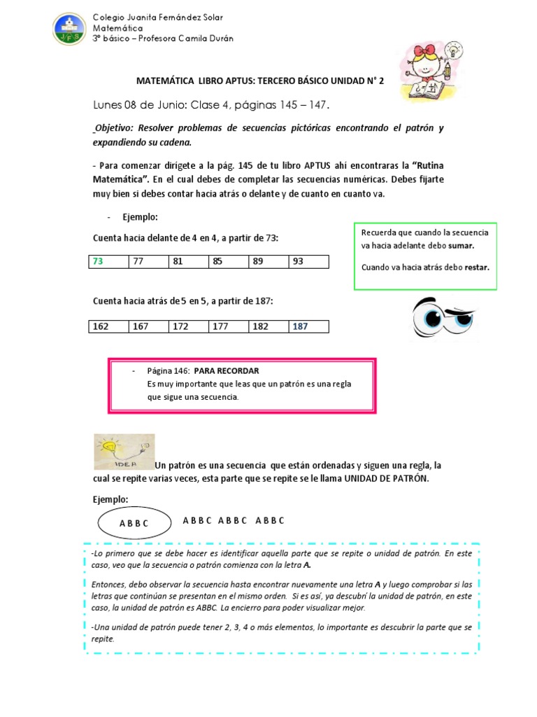 Clase Matemáticas 3° Año Página 145 A 147 | PDF | Enseñanza de ...