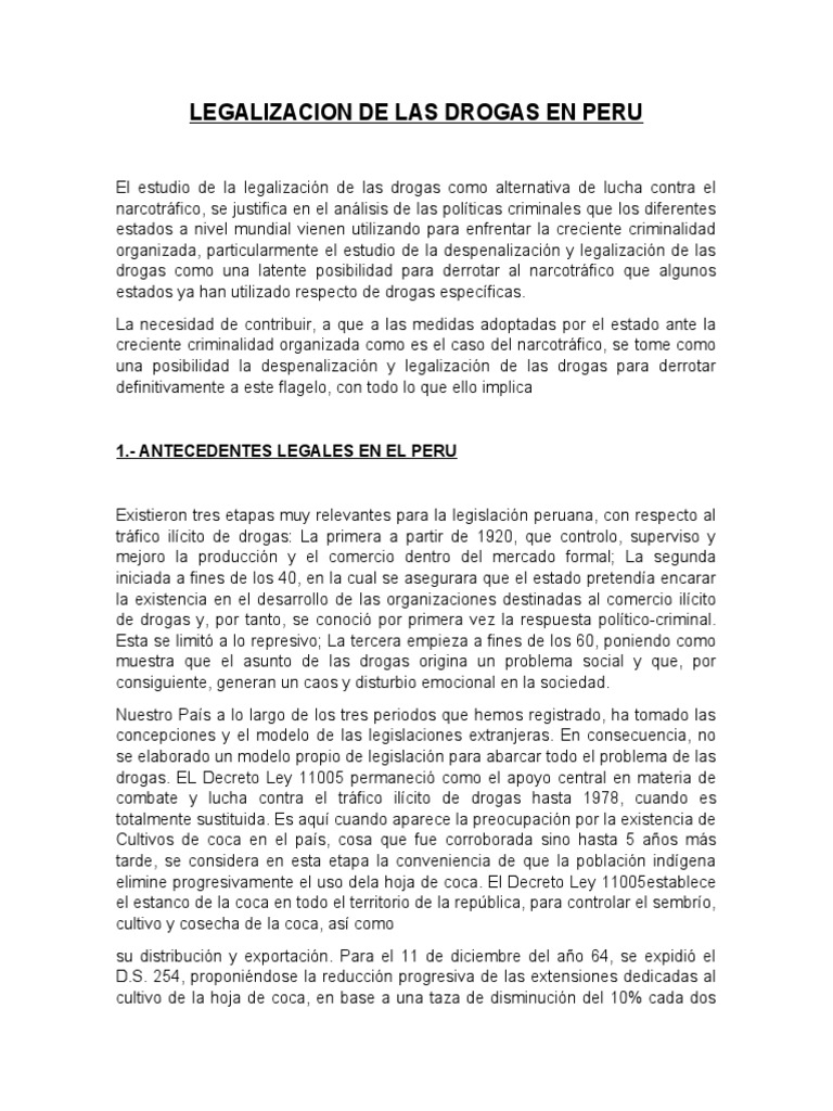 Legalizacion De Las Drogas En Peru Pdf La Dependencia De Sustancias