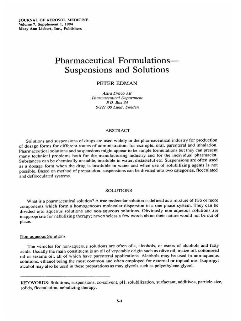 Pharmaceutical Formulations-Suspensions and Solutions PDF | PDF ...